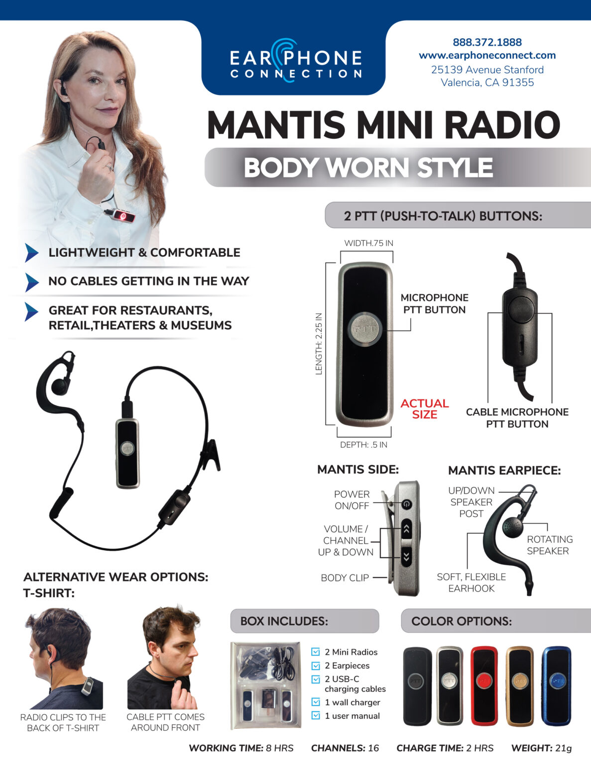Mantis Mini Radio and Earpiece Kit - EarPhone Connection
